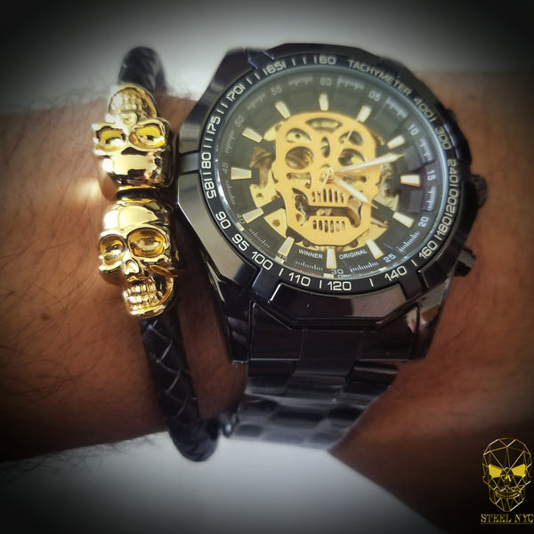 Reloj Calavera Premium Skull Black Mecanico – Steel Mexico