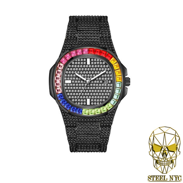 Reloj Diamantado Negro Full Diamond – Steel Mexico
